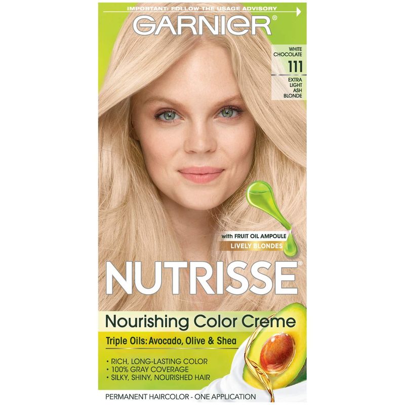 Garnier Nutrisse Level 3 Permanent Hair Creme, Extra, Light Ash Blonde ...