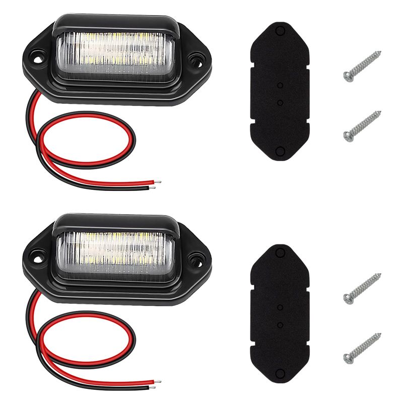 ecocstm 2 PCS White LED License Plate Light, 6-SMD Waterproof Tag ...