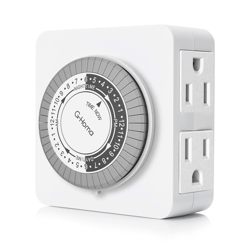 G-Homa 24-Hour Mechanical Timer Outlet with 2 Grounded Outlets - For ...
