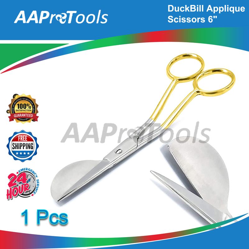 DUCK BILL APPLIQUE SCISSORS 6" GOLD HANDLE CRAFT & EMBROIDERY FOR ...