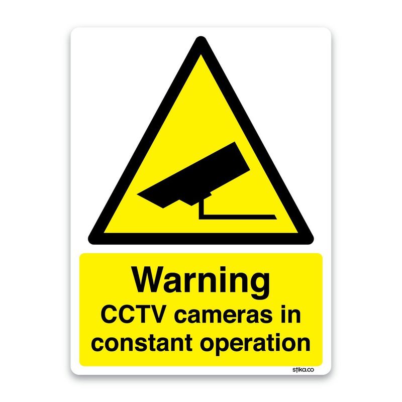 Stika.co Warning CCTV Cameras in Operation Safety Sign on Self-Adhesive ...
