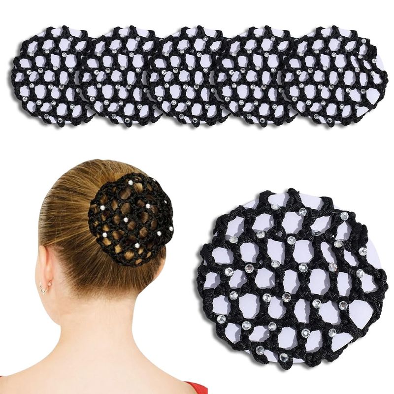 WeddHuis Pack of 5 Bun Hairstyle Aid, Fabric Knot Net, Bun Net, Bun ...