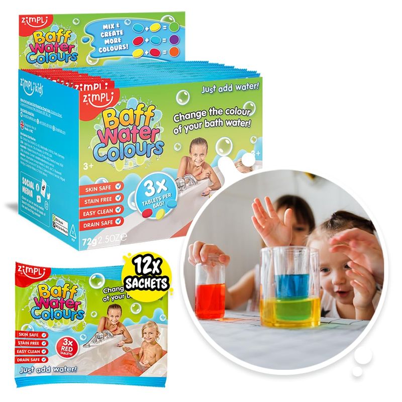 36 Use Baff Water Colours Pack from Zimpli Kids, Colour Changing Bath ...