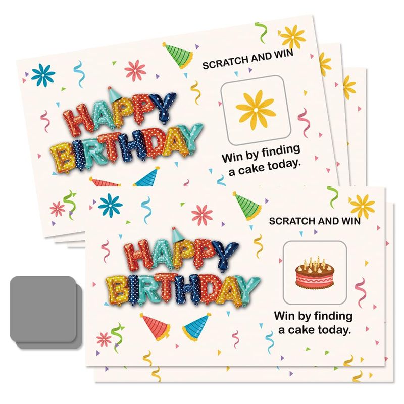 THEBESTU 50 Psc Happy Birthday Scratch off Game Cards, Colorful ...