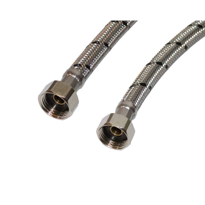 Aumix x2 (Pair) ½” x ½” inch BSP 9mm Bore 500mm Flexible Braided Pipe ...