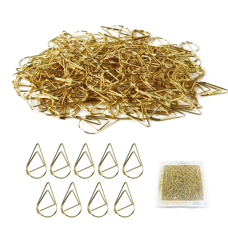 GWAWG 150 PCS Metal Paper Clips Bookmarks Small Paper Clips Gold Paper ...