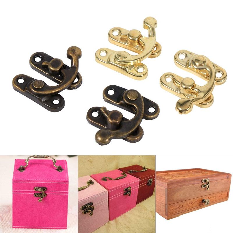 Raguso 12pcs Antique Latch Hook Hasp Jewelry Box Latch Left Right ...
