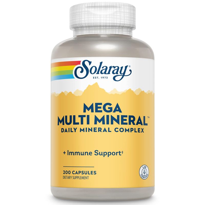 Solaray Mega Multi Mineral, Daily Mineral Complex with Calcium, Iron ...