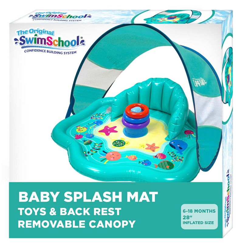 SwimSchool Baby Splash Play Mat with Adjustable Canopy – Inflatable ...