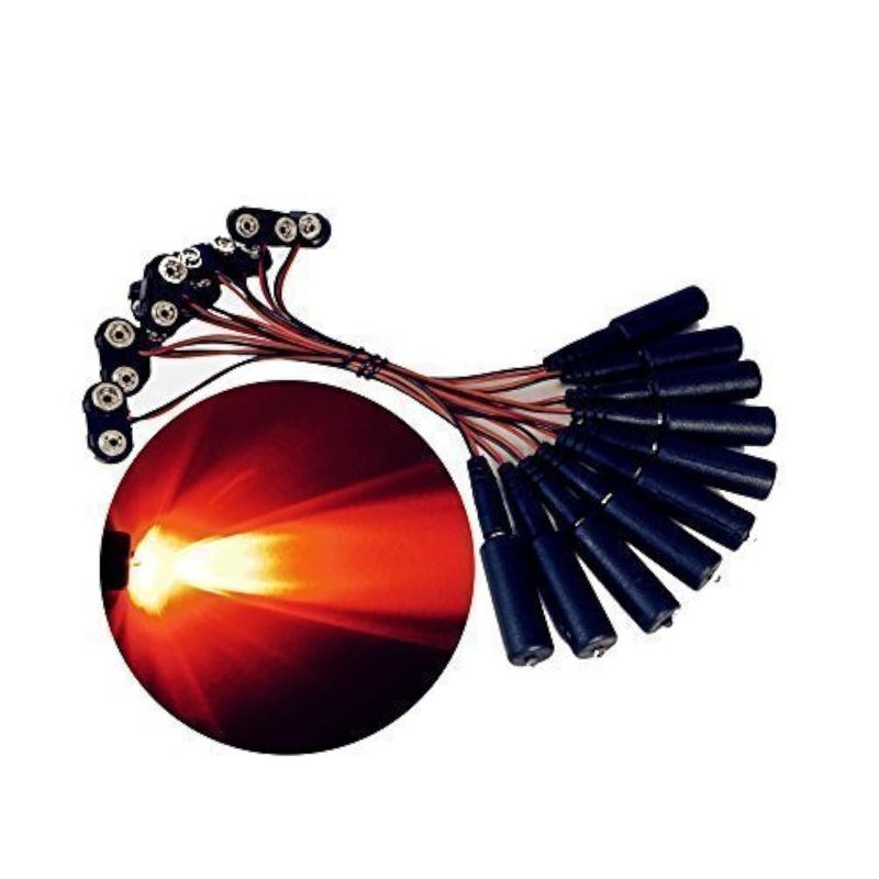10 Pack, LED 9 Volt Battery Operated Micro Effects Lights flame orange ...