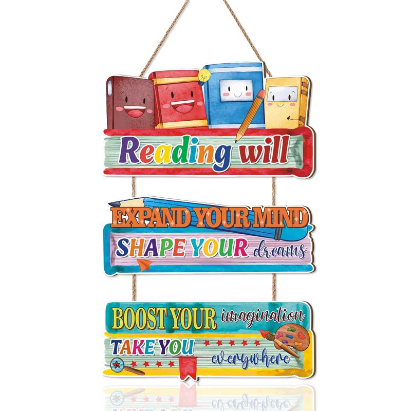 Celestdeco Reading Hanging Sign,Reading Classroom Decor,Reading Will ...
