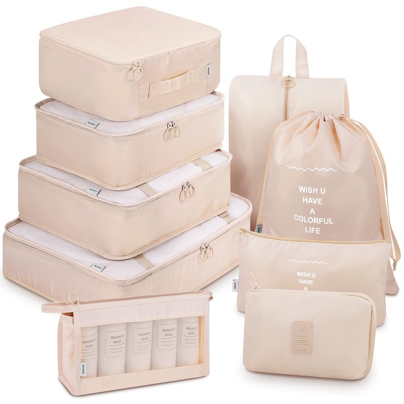 Packing Cubes for Carry On, Mossio 9 Piece Set Travel Cubes for Flying ...