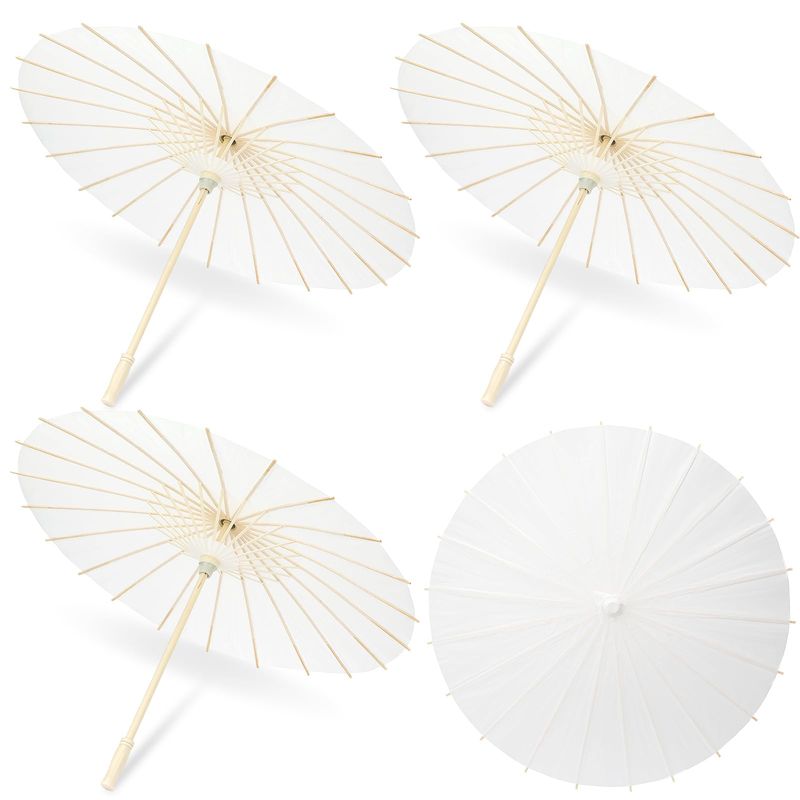 Mototo 4 Piece 23.6 Inch White Paper Umbrellas, Chinese Japanese Oiled ...