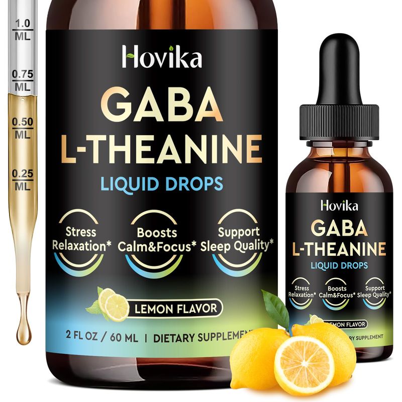 GABA L-Theanine Drops - Liquid GABA L-Theanine Supplement with L-Theanine, Ashwagandha ...