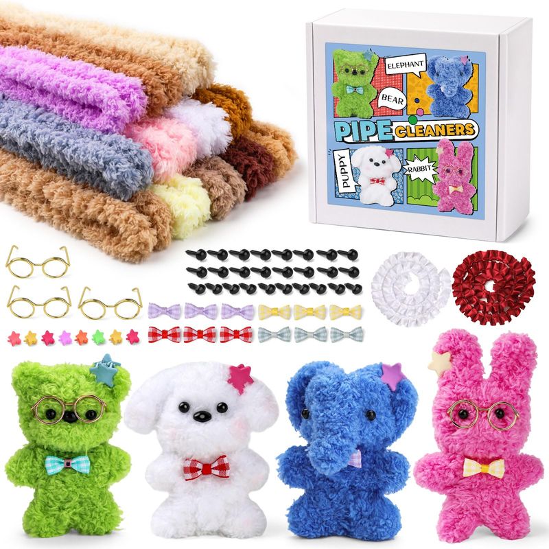 Mnuizu 85 Pcs Pipe Cleaners Craft 12 Pcs 39.37 Inches Thick Jumbo Coral ...