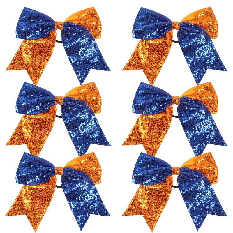 Cheer Bow Metallic Sequin Mermaid 8 Inch 2 Color Cheerleader Cheerleading Jumbo Cheer Bow (Royal ...