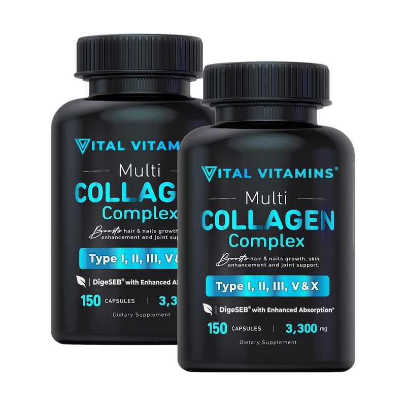 Vital Vitamins Multi Collagen Complex (2 Pack) - Type I, II, III, V, X ...