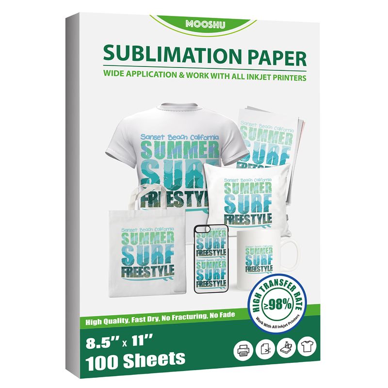 Sublimation Paper 8.5 x 11 Inch 100 Sheets for Any Inkjet Sublimation Printer with Sublimation ...