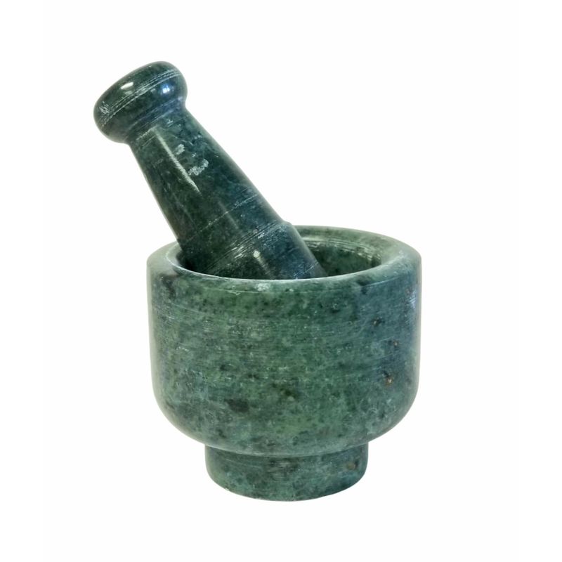 IKM Green Marble Granite Khal Dasta, Mortar and Pestle Set, Kundi ...
