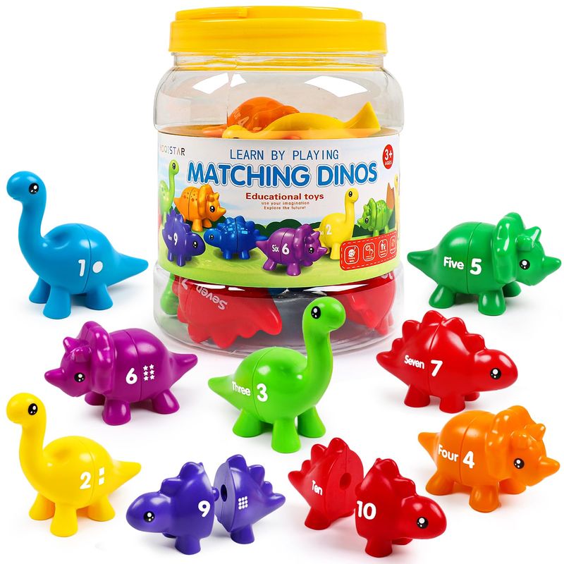 NAODONGLI Matching Number Dinosaur Fine Motor Toys, Double-Sided ...