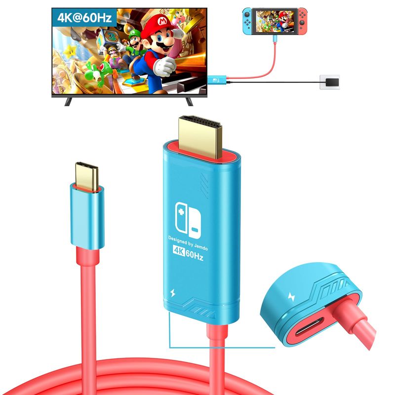 JINGDU 4K@60Hz USB C to HDMI Cable for Nintendo Switch NS/OLED/Steam ...