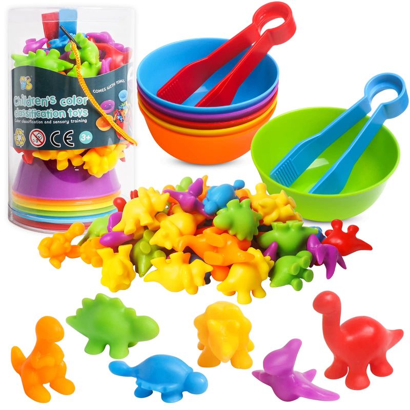 Counting Dinosaurs Toys Matching Games with Sorting Bowls for Kids ...