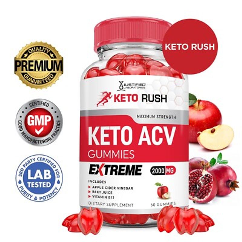 Keto Rush Extreme ACV Gummies 2000MG Apple Cider Vinegar 60 Gummys ...