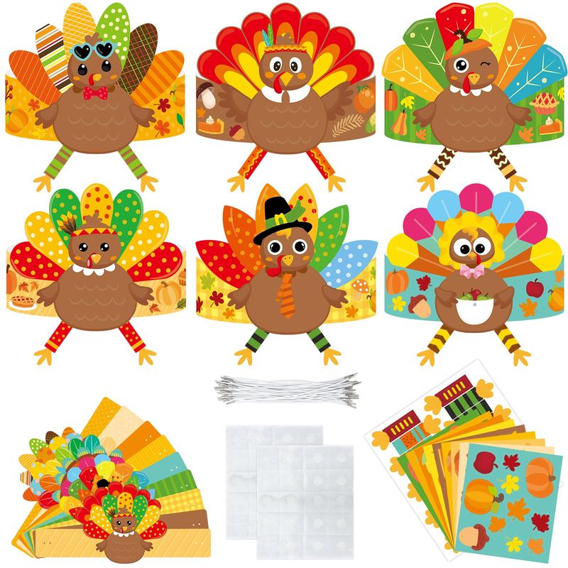 Turkey Hat Craft Kits for Kids Thanksgiving Turkey Headbands Paper ...