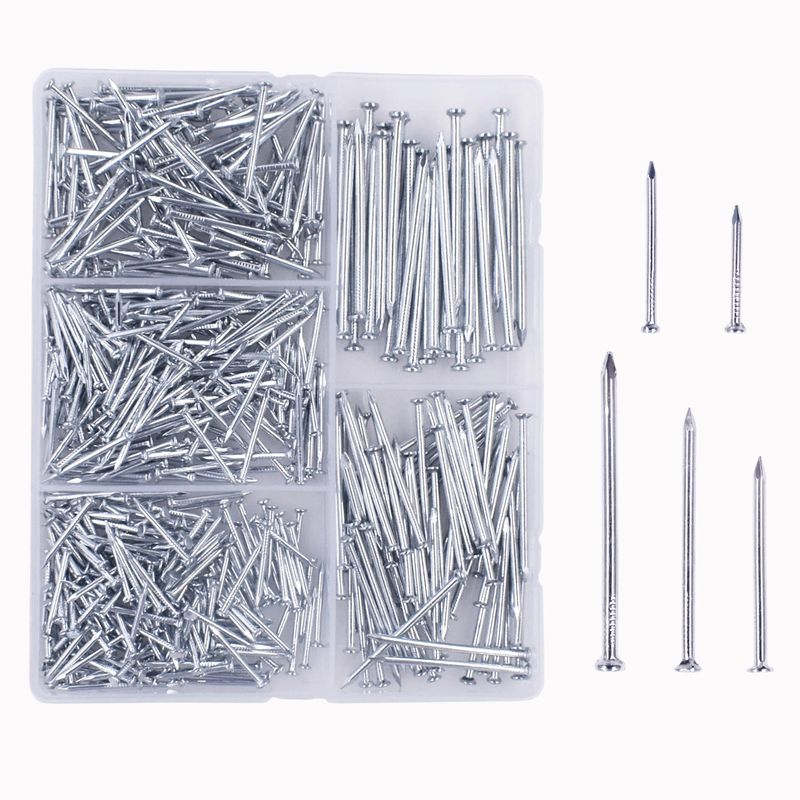 510pcs Galvanized Steel Nails Kit,Hanging Pictures Nails in 5 Different ...