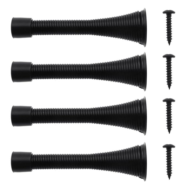 RLECS 4PCS Black Spring Door Stop 3 to 1/4 inch Door Stop Wall ...