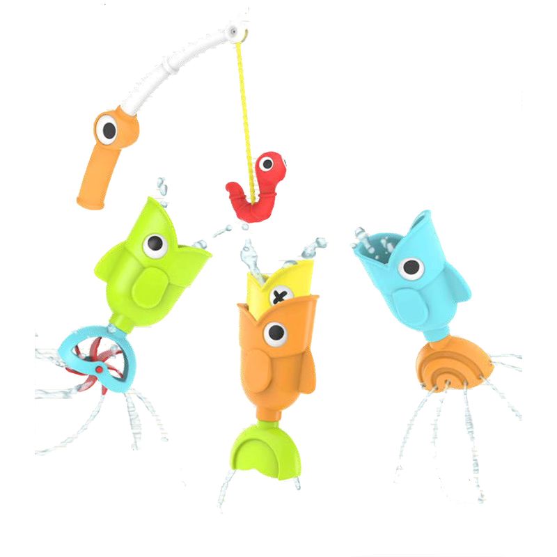 Yookidoo Bath Fishing Toy - 4 Piece Baby Bath Fishing Pole Toy Set ...