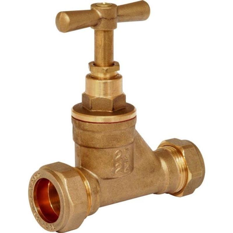 Primaflow Brass & Copper 20mm x 15mm Compression Stopcock Globe Valve ...