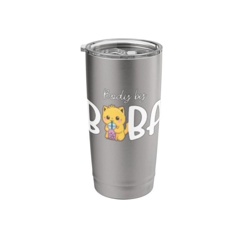 Body By Boba Cute Kawaii Cat Bubble Milk Tea Lover Stainless Steel ...
