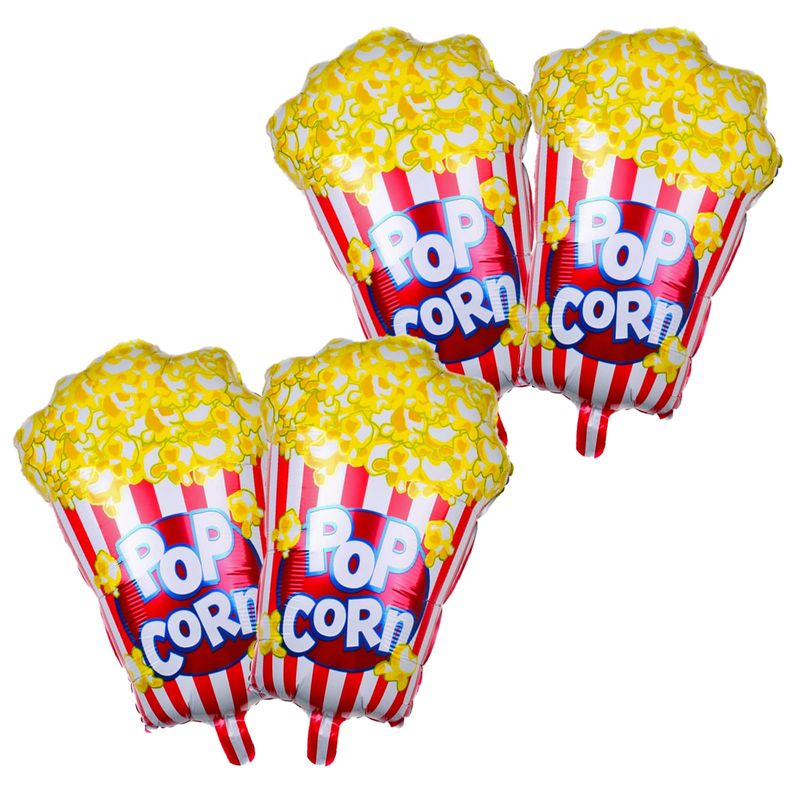 4PCS Popcorn Balloons Foil Aluminum Birthday Balloon Party Decorations ...