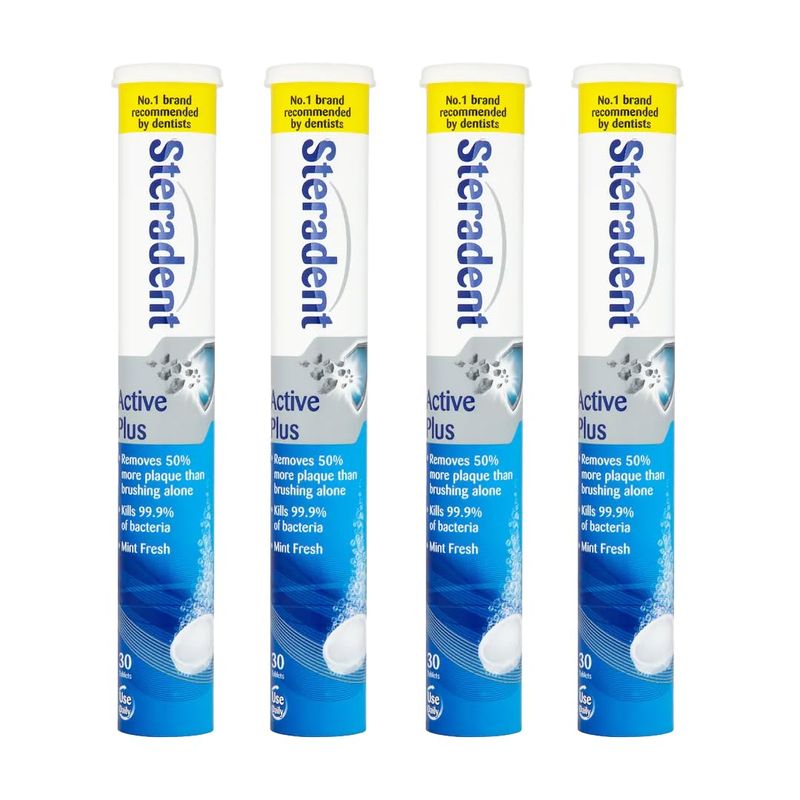 4 Pack Active Plus Denture Cleaning Tablets - 120 Tablets, False Teeth ...