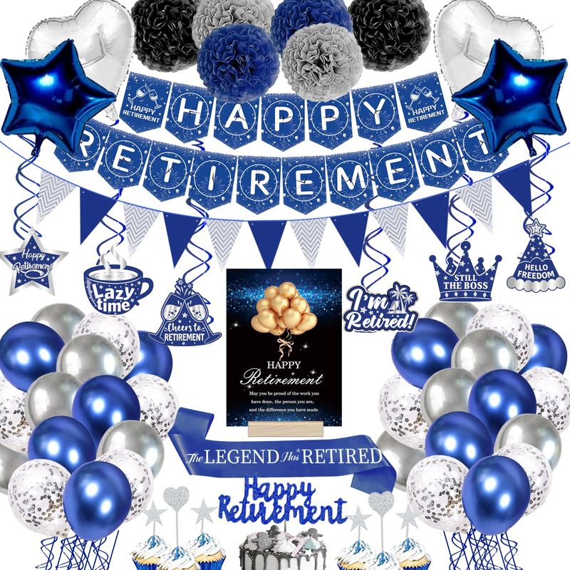 Happy Retirement Party Decorations Blue Retirement Party Decorations ...