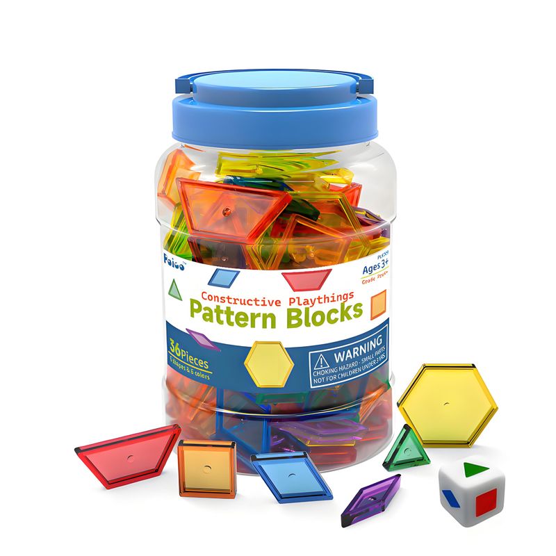 EXBEPE Translucent Pattern Blocks for Classroom 140 Pcs Kids Light Table Manipulatives Toys ...