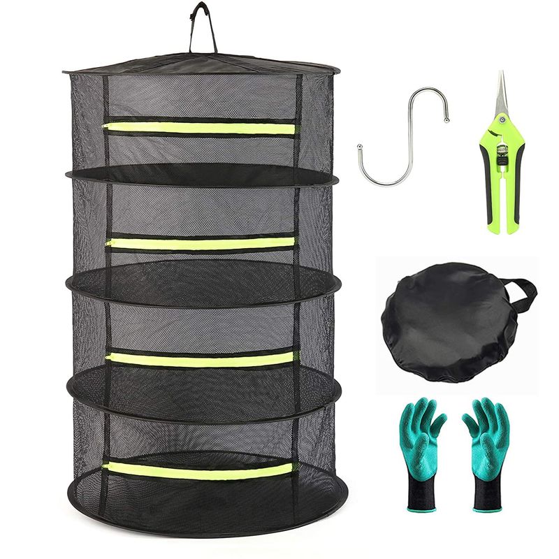 Bysameyee Herb Drying Rack, Hanging Plant Dryer Net, 2ft Black Collapsible Mesh Trays Without ...