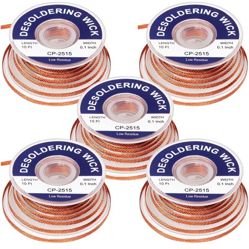 Lesnow Solder Wicks braid，Solder Sucker，10ft Length 5 Pieces No-Clean ...