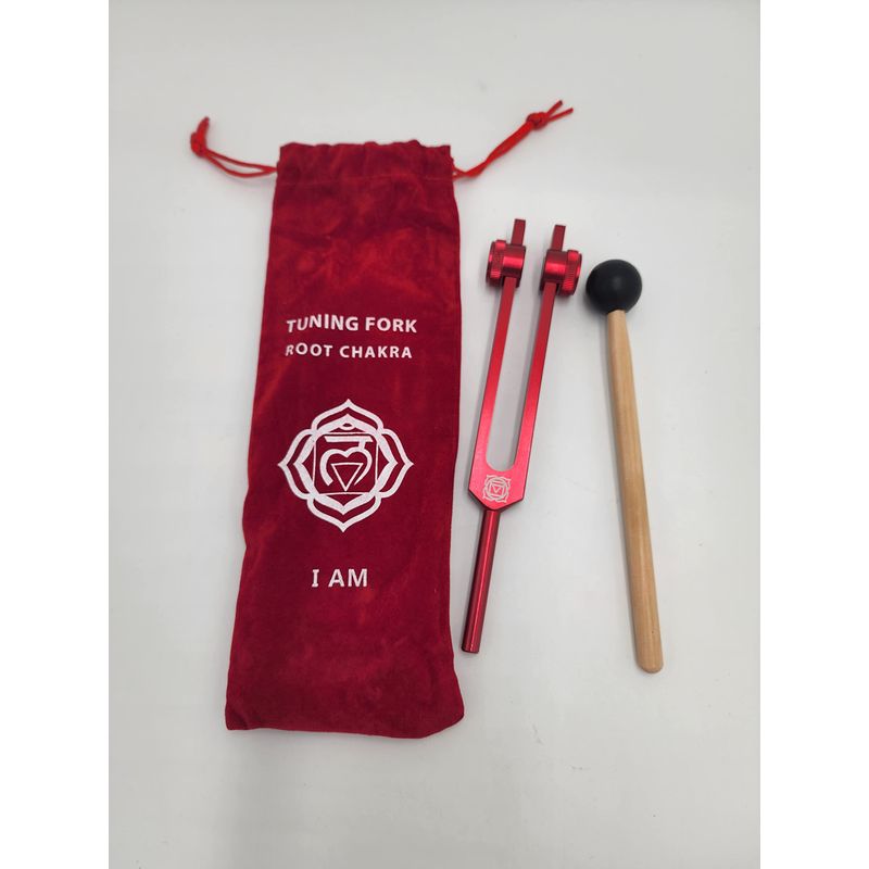 Root Chakra Color Weighted Tuning Fork with Chakra Color Bag and Mallet - Online Marketplace ...