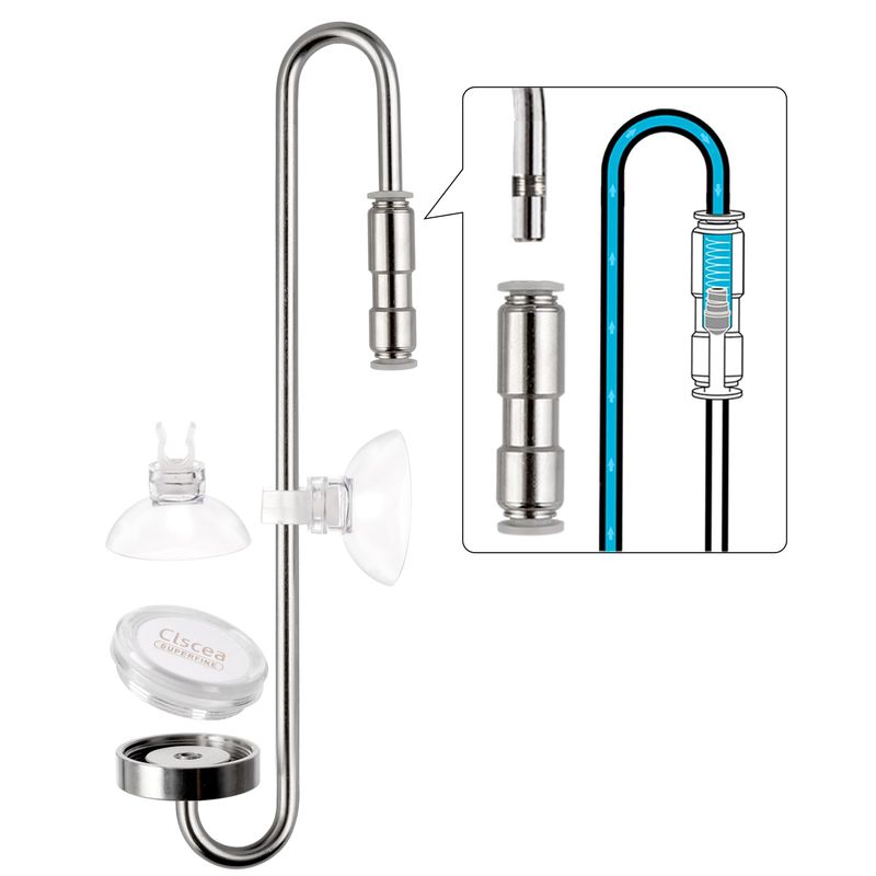 Clscea Aquarium Stainless Steel CO2 Diffuser Atomizer with Integrated ...