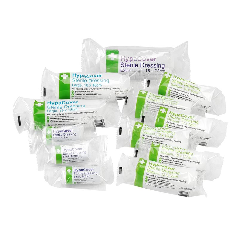HypaCover Sterile wound Dressings, Assorted Pack of 12 Bandages with ...