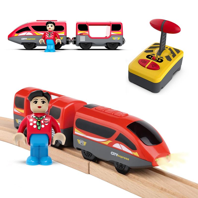 HANQIANN Electric Remote Control Train Toy for Wooden Train Tracks ...