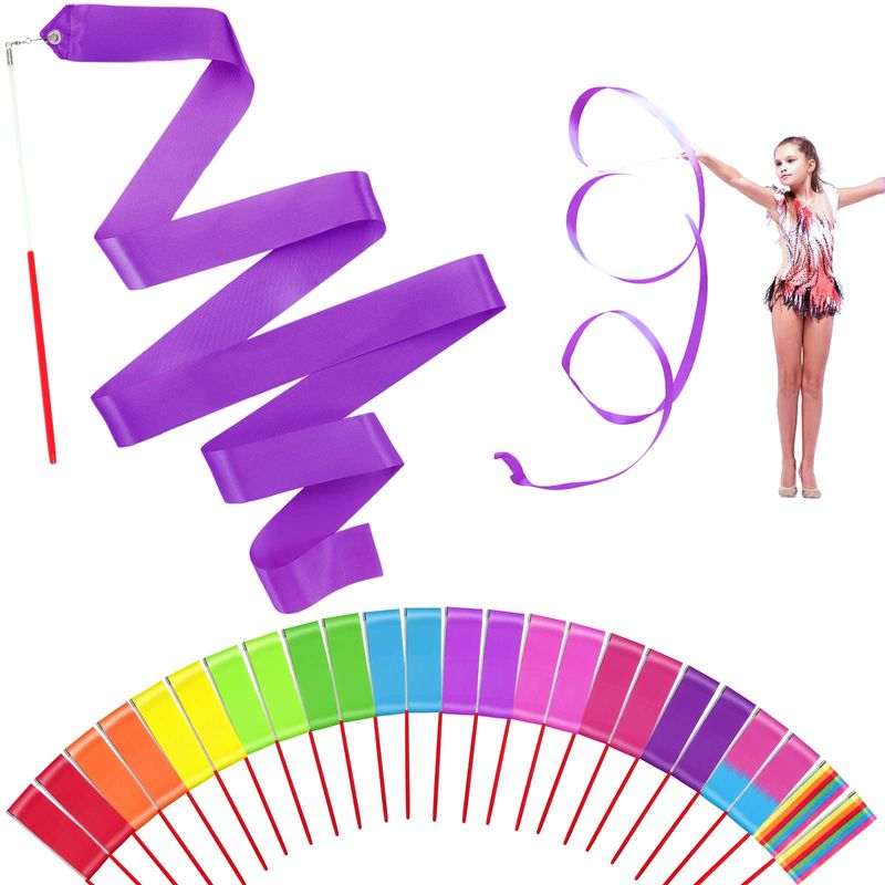 HiUnicorn 24 Pack Rainbow Dance Ribbon for Kids Party Favors 12 Colors ...