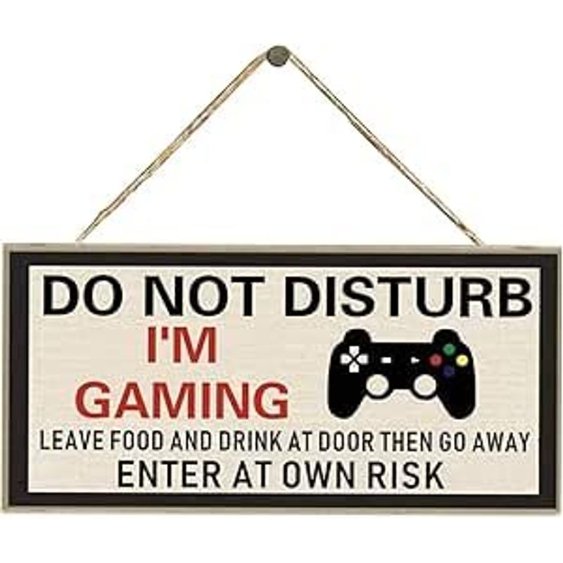 'Do Not Disturb I'm Gaming' Wooden Hanging Door Sign, 30 cm, Vintage ...