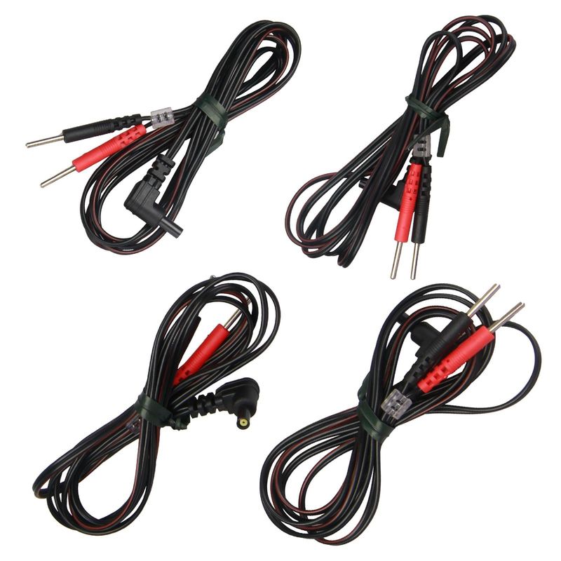 4Pack Tens Machine Replacement Leads, 90° Head Flexible Electrode Wire ...