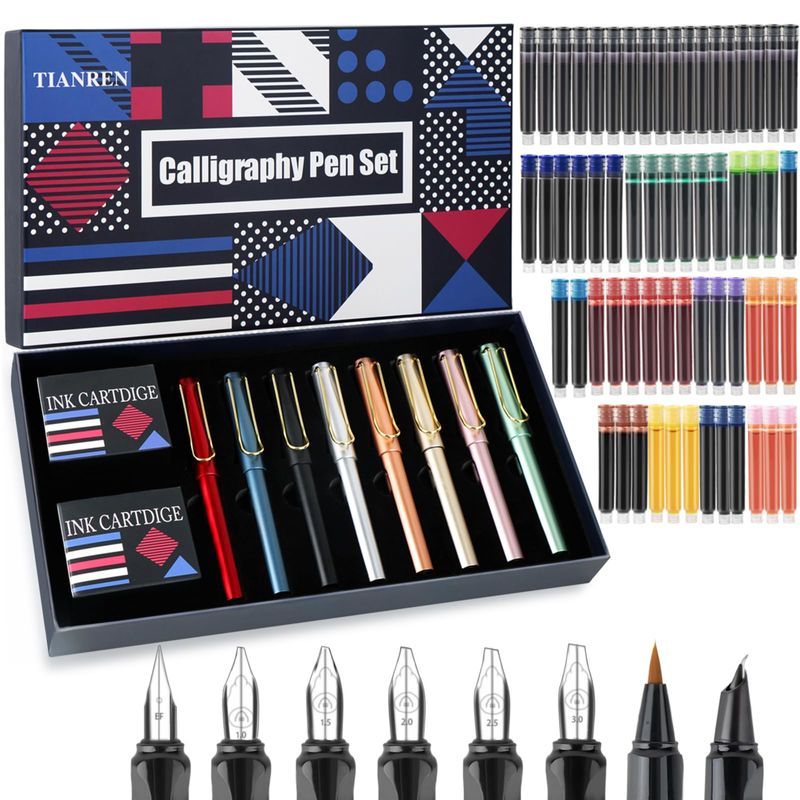 TIANREN Calligraphy Pen set,Fountain Pens with 8 Different Replaceable ...