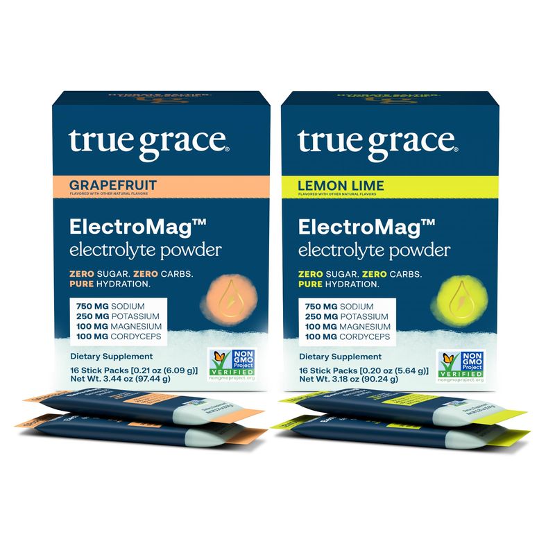 True Grace ElectroMag - Grapefruit (16 Stick Packs) + Lemon Lime (16 ...