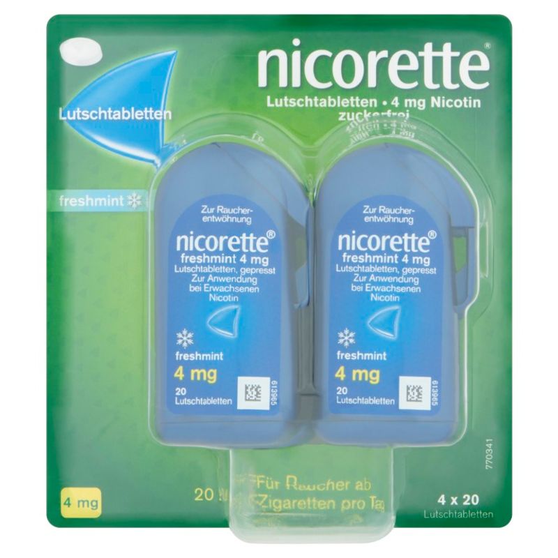 nicorette Lutschtabletten 4 mg Nicotin zuckerfrei, 80 St. Tabletten ...