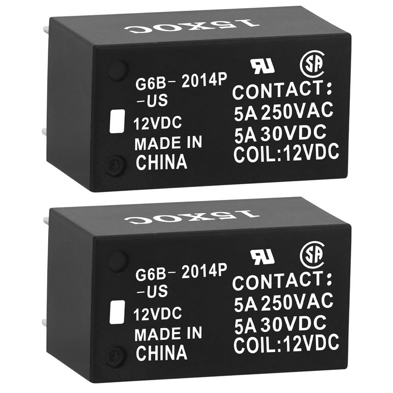 Weasch PCB Power Relay, G6B-2014P-US, Coil Voltage DC 12V, Contact 5A ...